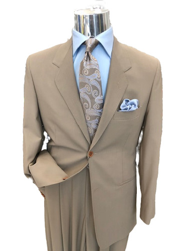 Wool Tan High Twist Two Button Suit | Website Structure