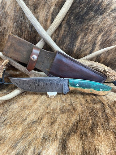 Damascus Recurve Hunter / Camp knife | American Edge Custom