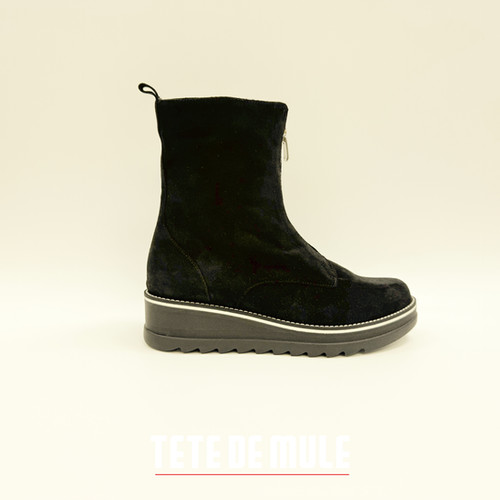 Boots velours noire Alison par Rosewood | Tête de Mule