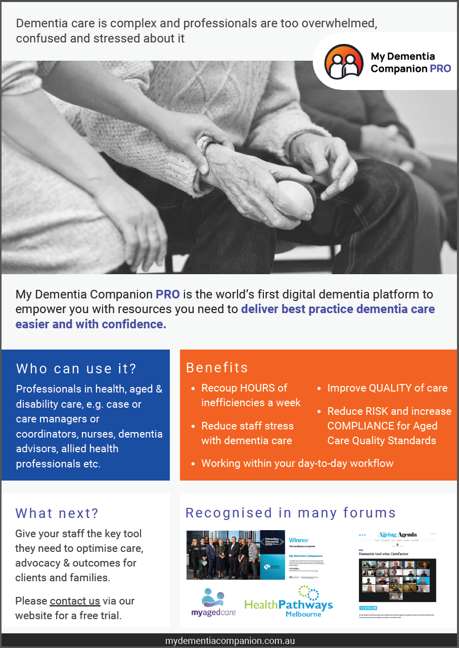 FLYER FOR PRO | My Dementia Companion