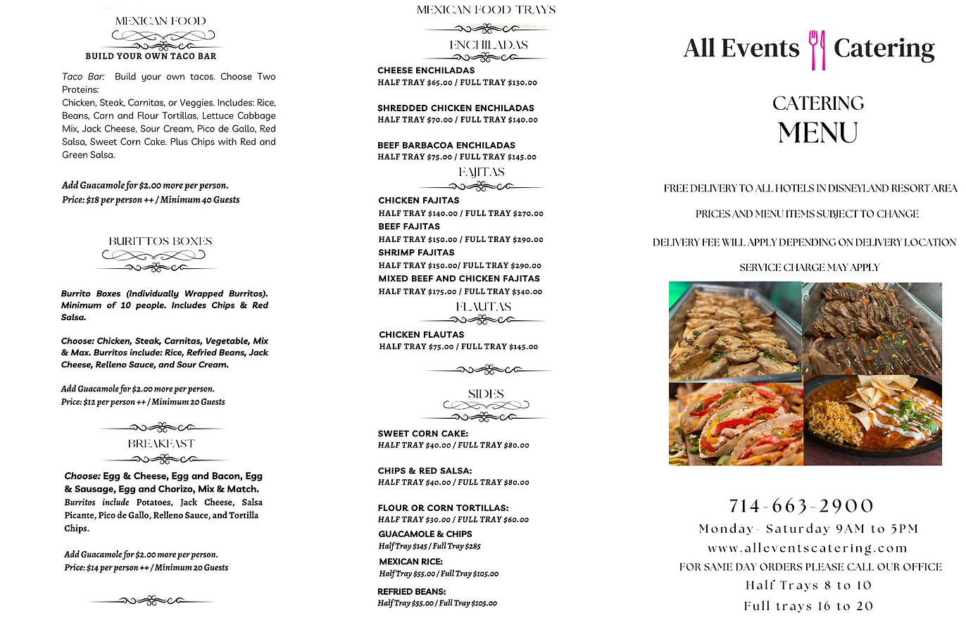 Menu | Events All Catering