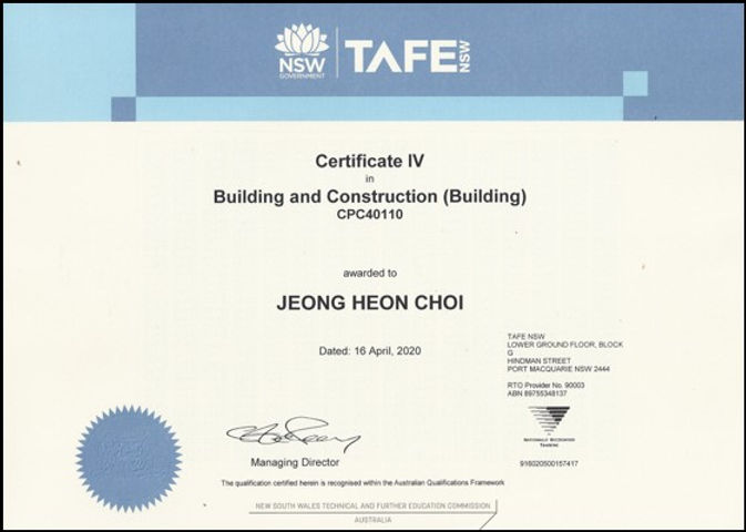 Building and Construction Certificate IV