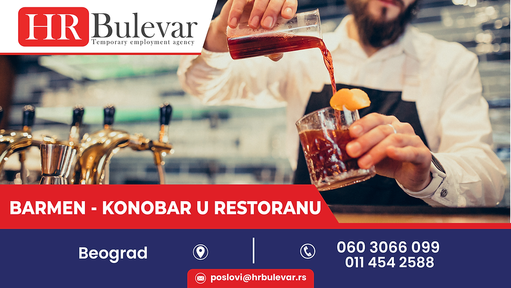 Barmen - Konobar u veganskom restoranu | Oglas za posao, Novi Beograd