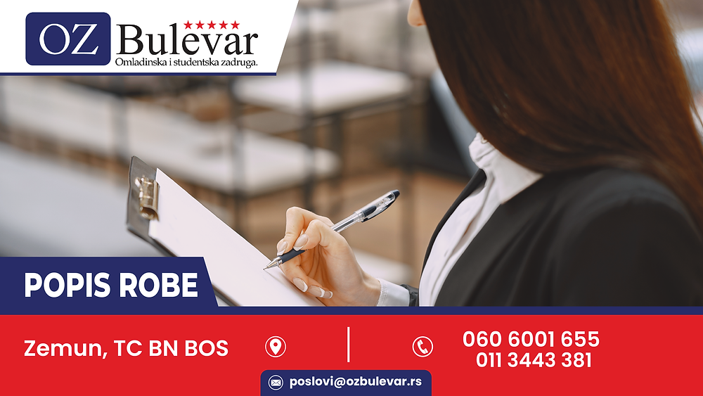 Popis robe | Oglasi za posao, ZemunOz Bulevar