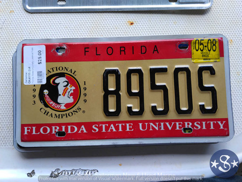 Florida State University License Plate | Sailorman