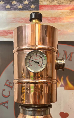 Custom Still Cap with 1” line arm | Ace Custom Copper