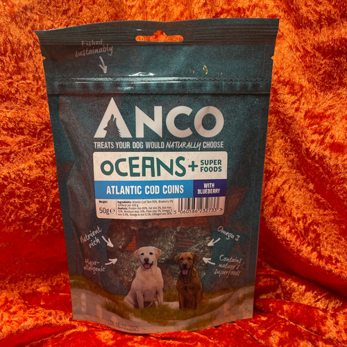 Anco Oceans+ Atlantic Cod Coins with Blueberry 50g | Taggy Tails