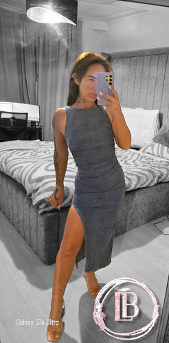 BELLA Denim Maxi split Dress | Liesarco Boutique