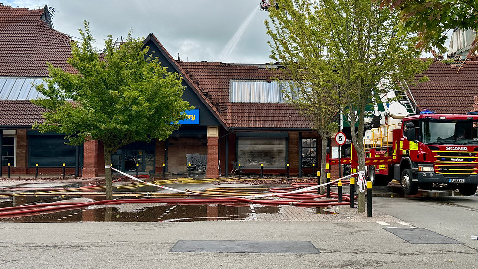 Fire crews from across the county tackle a blaze at Thurmaston Shopping ...