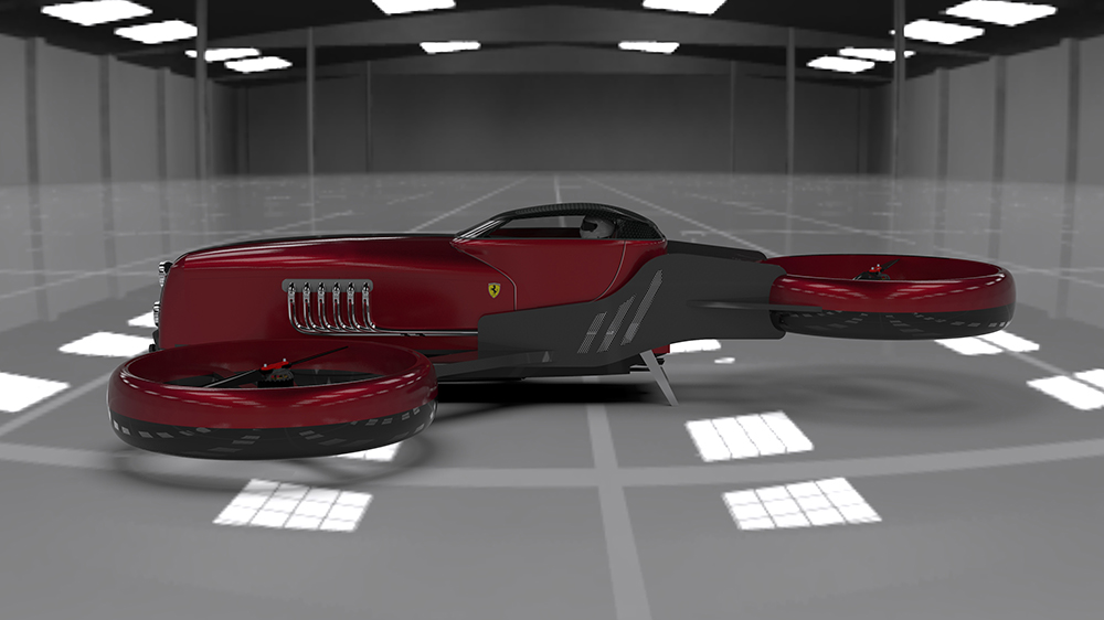 THIS GORGEOUS FLYING CAR CONCEPT IS INSPIRED BY VINTAGE F1 FERRARI’S