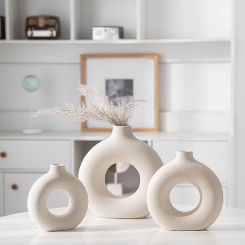 Kimisty Designs -Lg Kimisty Ceramic Hollow Donut Vase , Off White ...