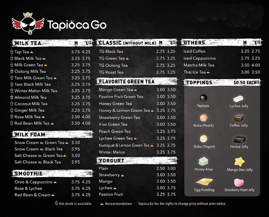 Tapioca Go In Chesapeake | United States | Tapioca Go | Menu