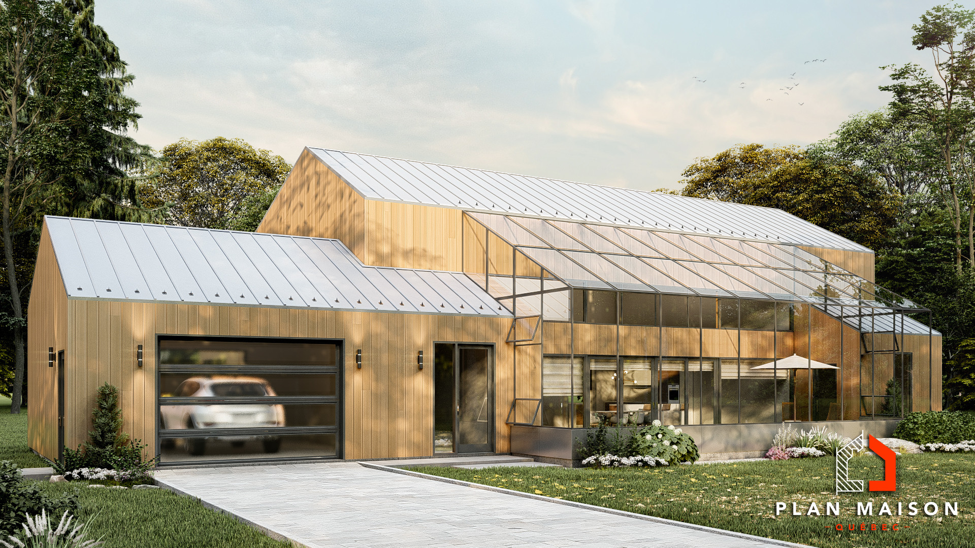 Wooden house with garage | Plan Maison Québec