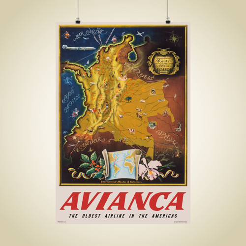 Avianca 1930 Matte Aviation Poster | Throwbackmax.com
