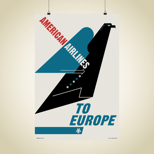 AA To Europe 1947 Matte Aviation Poster | Throwbackmax.com
