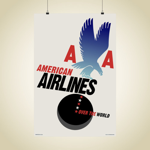AA Over The World 1947 Matte Aviation Poster | Throwbackmax.com