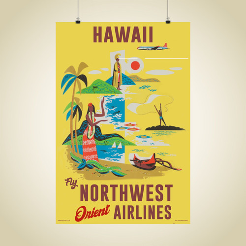 NWA Hawaii 1956 Matte Aviation Poster | Throwbackmax.com