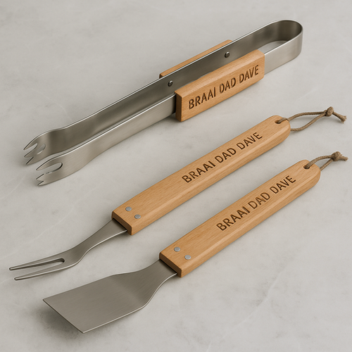 Personalised Bamboo 3-Piece Braai Set | Gifts By You