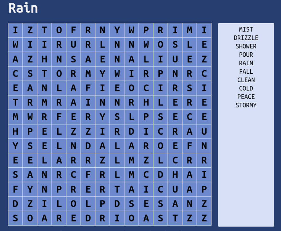 Weekly Word Search: Rain Edition