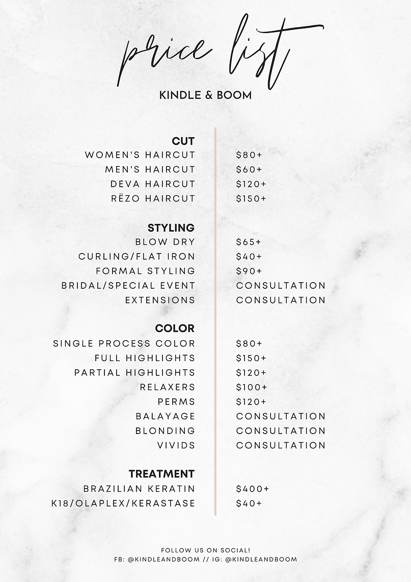 HAIR SERVICES | Kindle & Boom