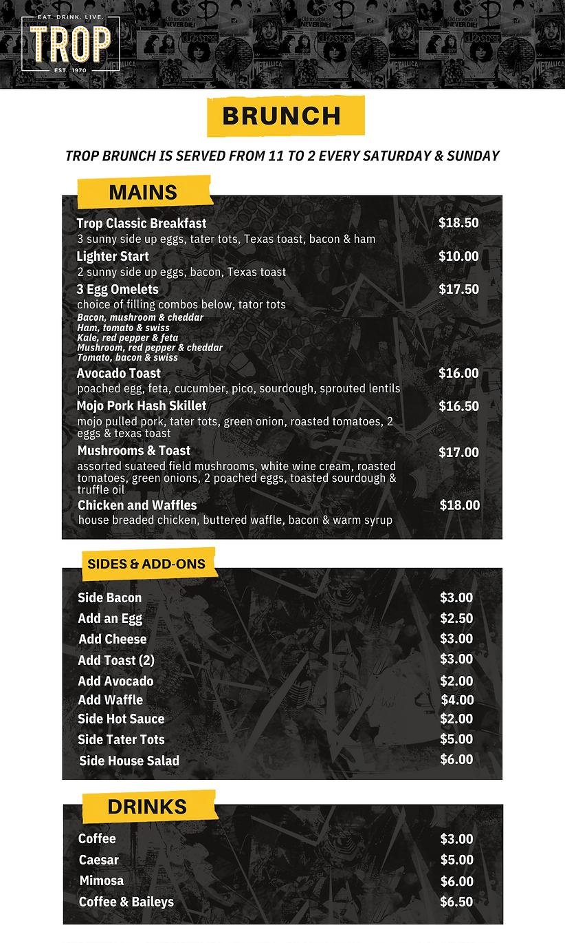 Menus | The Trop