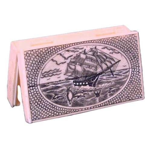 Scrimshaw Ship and Dolphin Box | America’s Artifacts