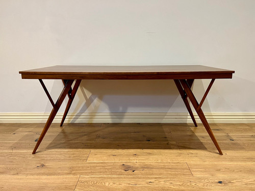 V9065 - Vintage MCM Teak Dining Table. with Splayed Legs | mrbeams