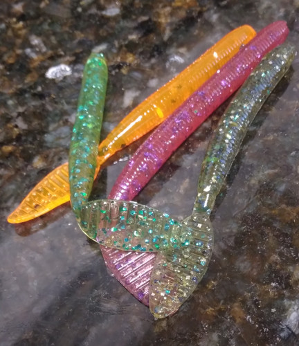 KTW 4" and 5" Paddle Tail Drop Shot Worms,10 per bag | Kiefer Tackle Works