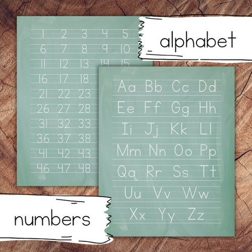 Large Format Chalkboard Poster Set, Print, Cursive, Numbers - 3 size ...