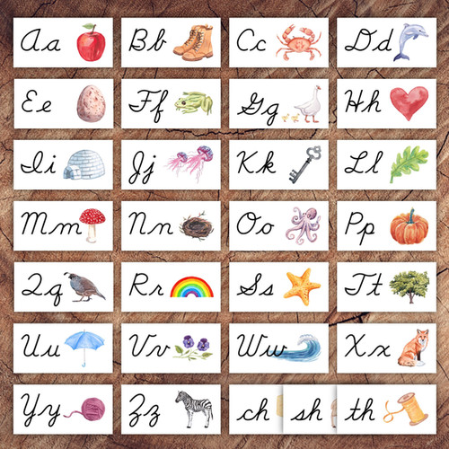 Cursive Language Cabinet Labels Set, Watercolour Images | Little Spark ...