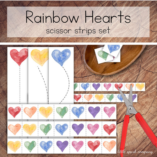 Rainbow Hearts Scissor Strips Set | Little Spark Company