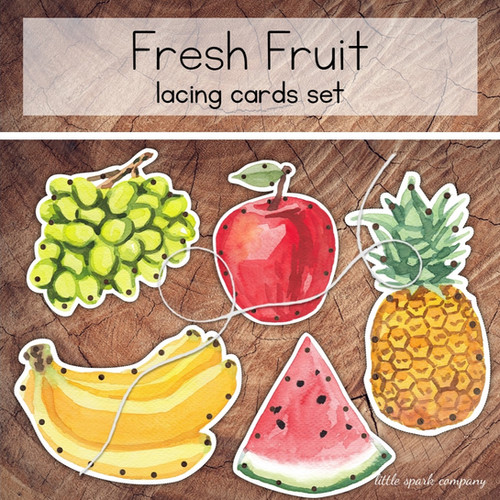 Fruits Lacing Card Set | Little Spark Company