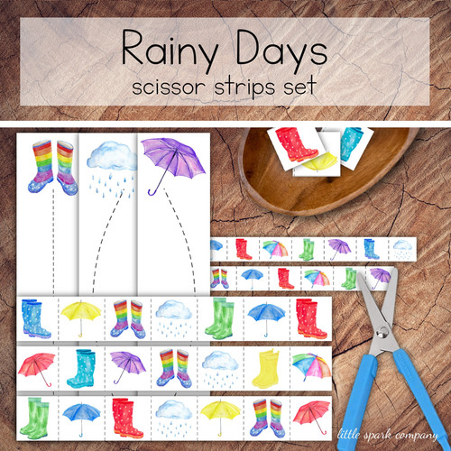 Rainy Days Scissor Strips Set | Little Spark Company