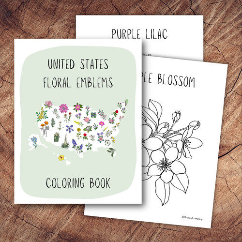 US Floral Emblems Coloring Book | Little Spark Company