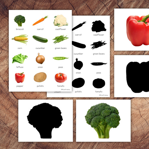 Vegetables Shadow Matching Cards | Little Spark Company
