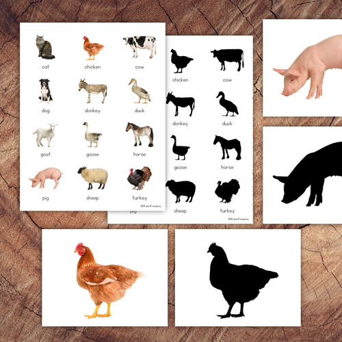 Farm Animals Shadow Matching Cards | Little Spark Company
