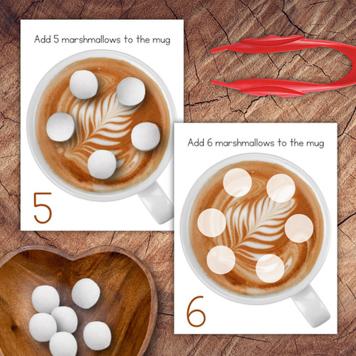 Marshmallows in a Mug Pompom Counting Cards | Little Spark Company