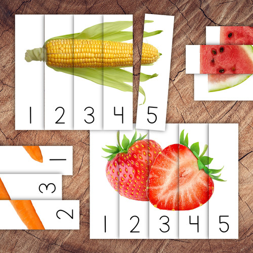 Fruit & Vegetable Number Puzzles (1-5) | Little Spark Company