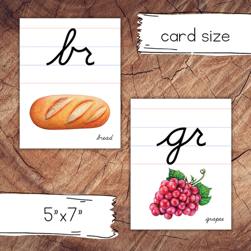 Cursive Beginning Blends & Digraphs Card Set, Lined | Little Spark Company
