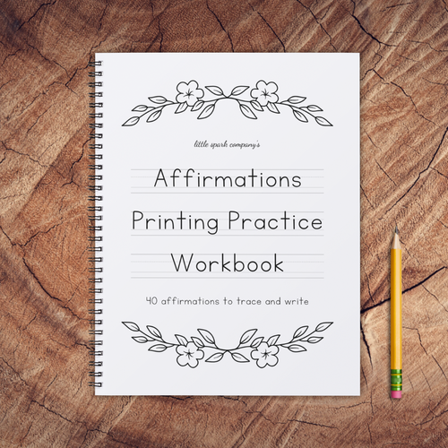 Affirmations Printing Practice Workbook | Little Spark Company