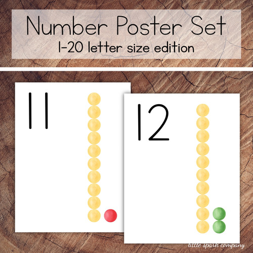Montessori Coloured Beads Number Posters (1-20) | Little Spark Company