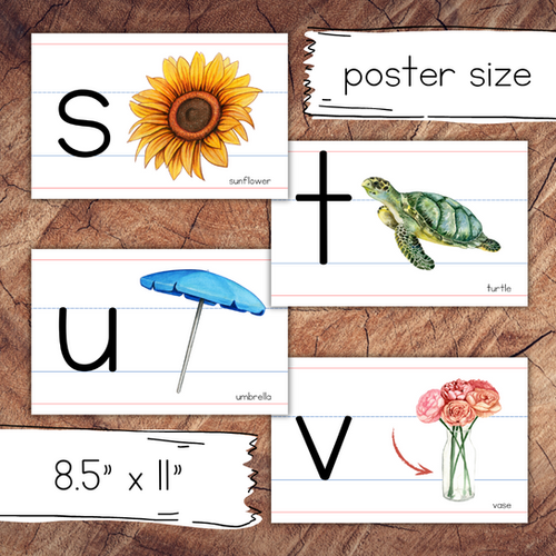 Lowercase Alphabet Poster Set, Lined | Little Spark Company