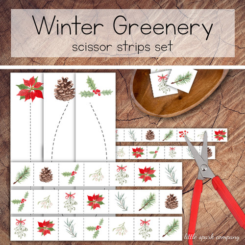 Winter Greenery Scissor Strips Set | Little Spark Company