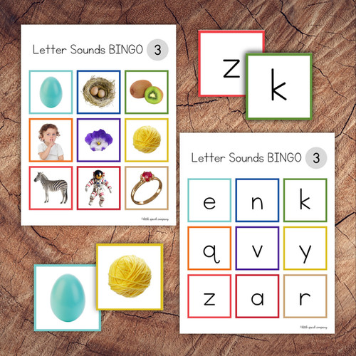 Letter Sounds Bingo Set 3, Real Images | Little Spark Company