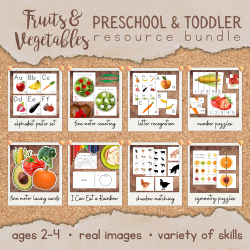 Fruits & Vegetables Preschool & Toddler Resource Bundle | Little Spark ...