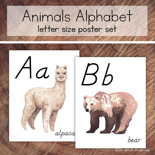 Animals of the World Alphabet Poster Set, D'Nealian Style | Little ...