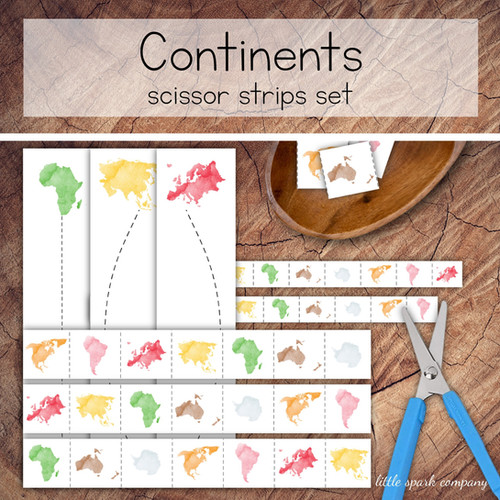 Continents Scissor Strips Set | Little Spark Company
