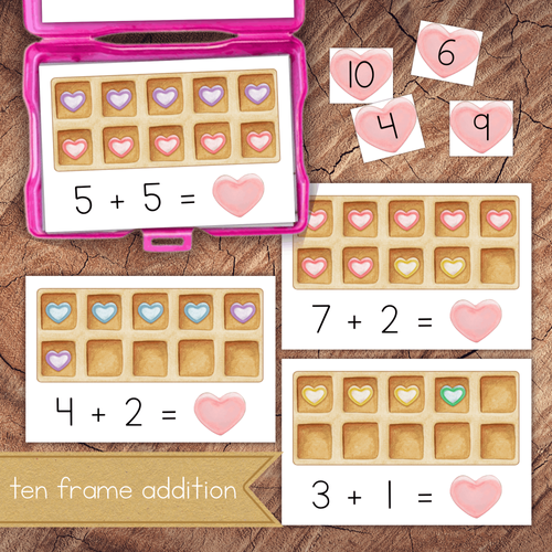 Valentine Candy Ten Frame Addition Task Cards | Little Spark Company