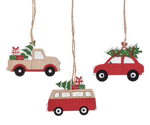 Wood Vehicle Ornaments, Set of 9 | Jetty’s