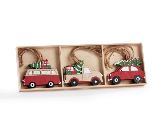 Wood Vehicle Ornaments, Set of 9 | Jetty’s